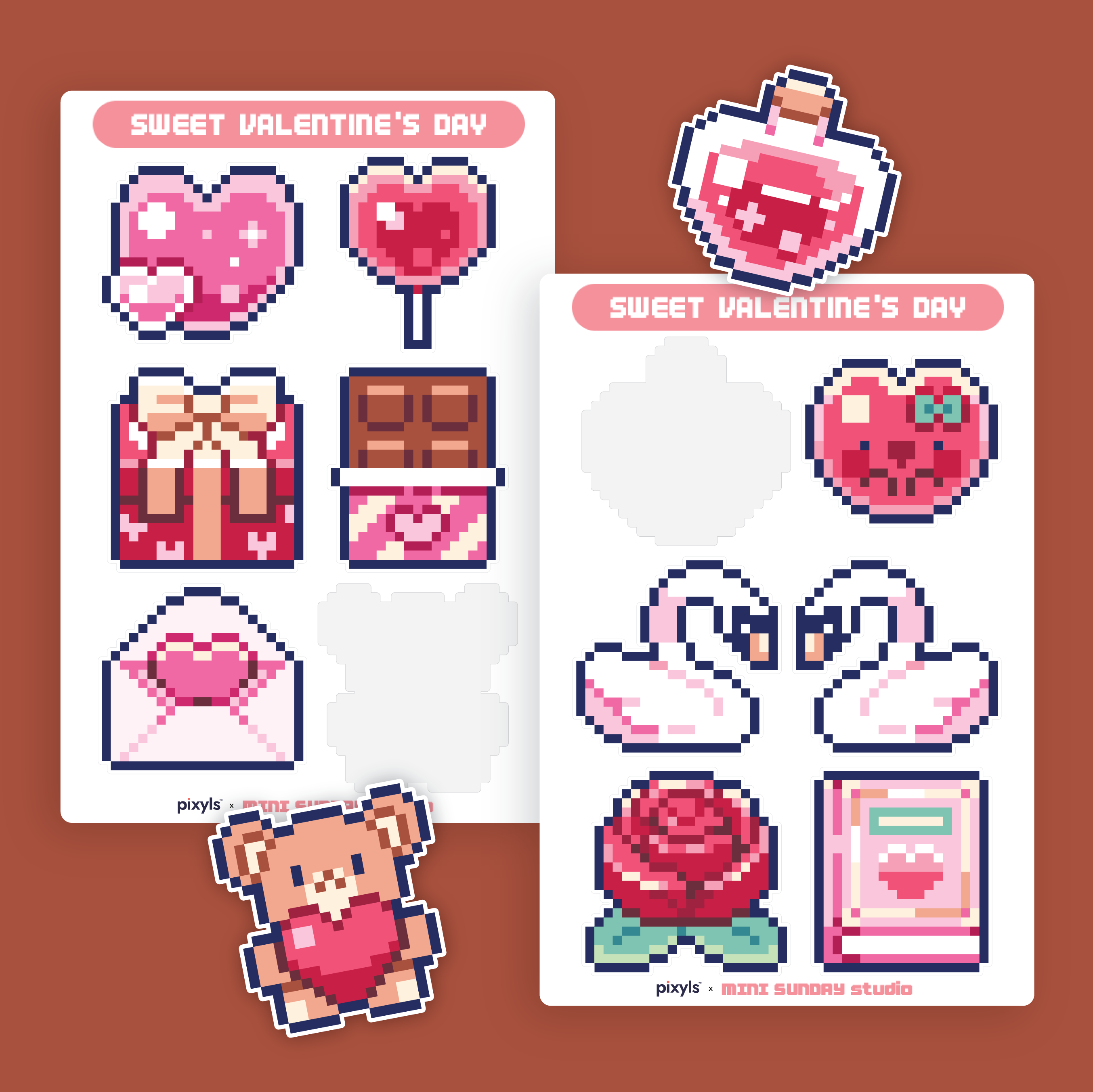 Sweet Valentine's Day Sticker Sheet | Pixel Art Sticker by Number Craft ...