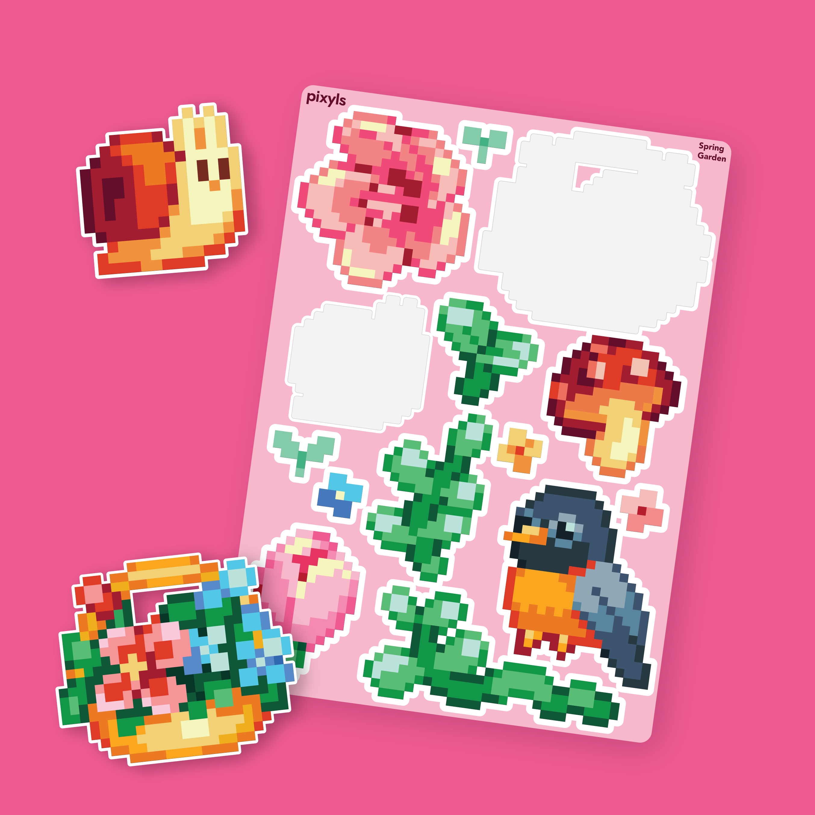 Spring Garden Sticker Sheet | Pixel Art Sticker by Number Craft Kit ...