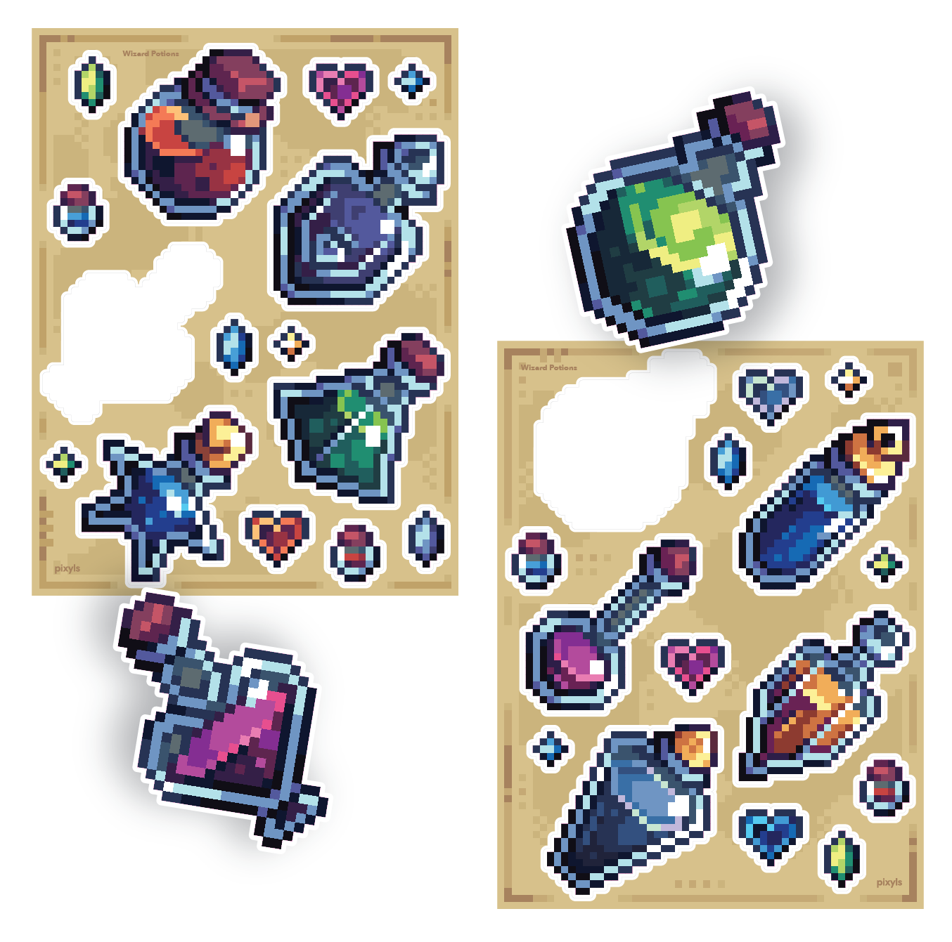 Wizard Potions Sticker Sheet | Pixel Art Sticker by Number Craft Kit ...