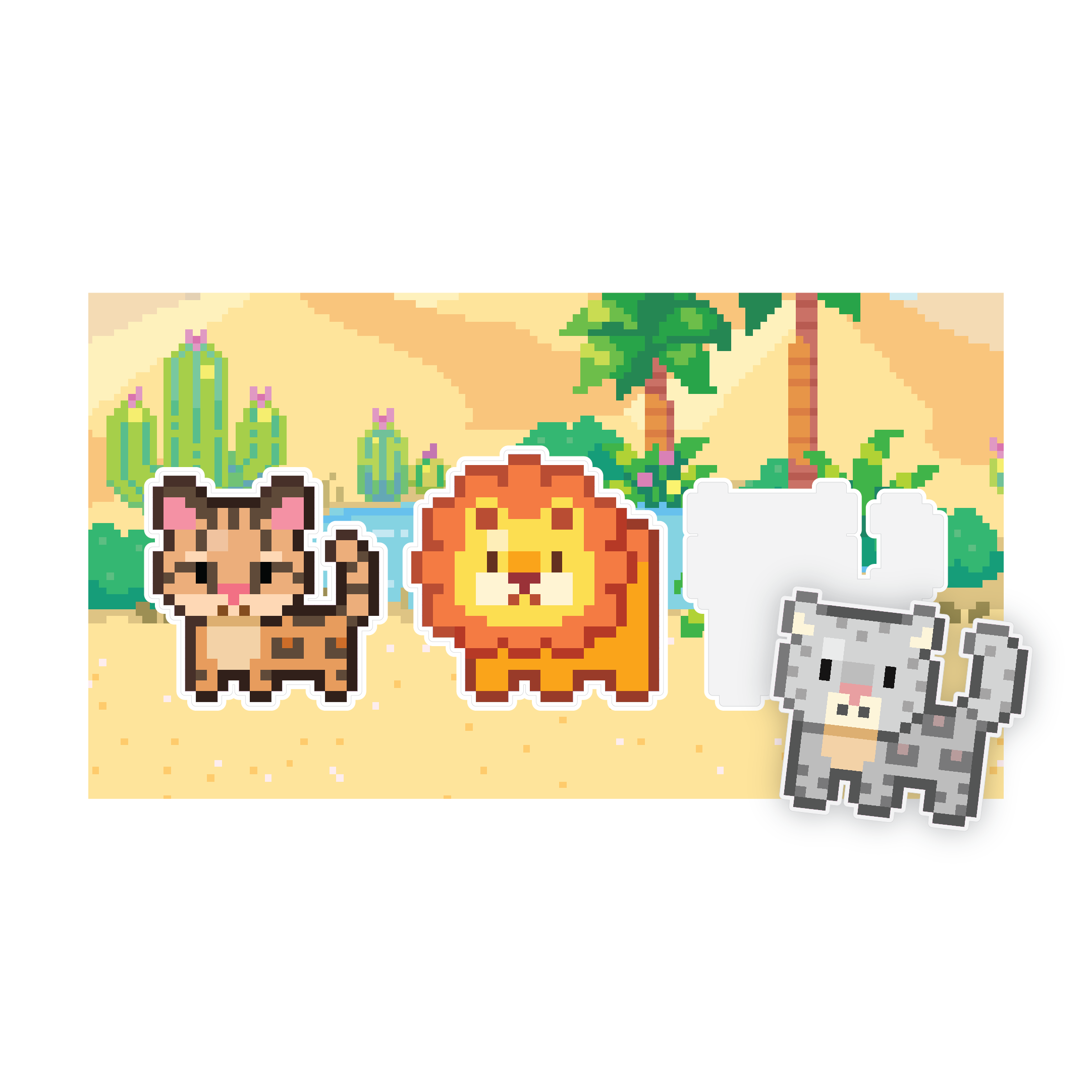 Desert Animals Sticker Sheet | Pixel Art Sticker by Number Craft Kit ...