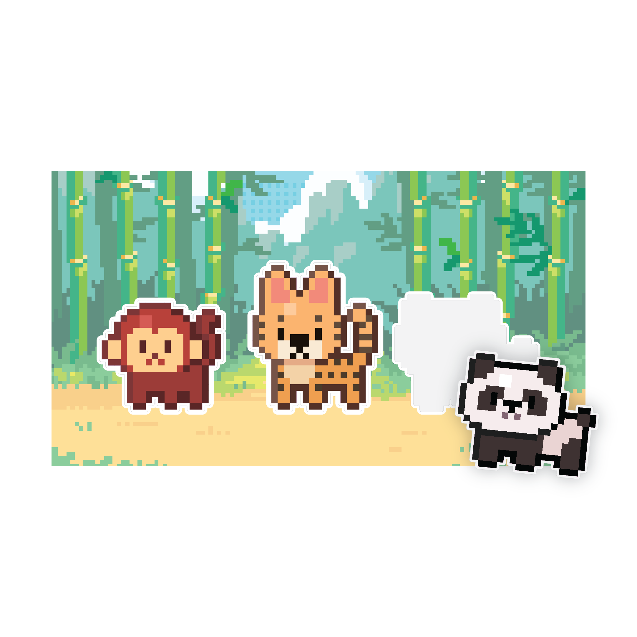 Bamboo Forest Animals Sticker Sheet | Pixel Art Sticker by Number Craft ...