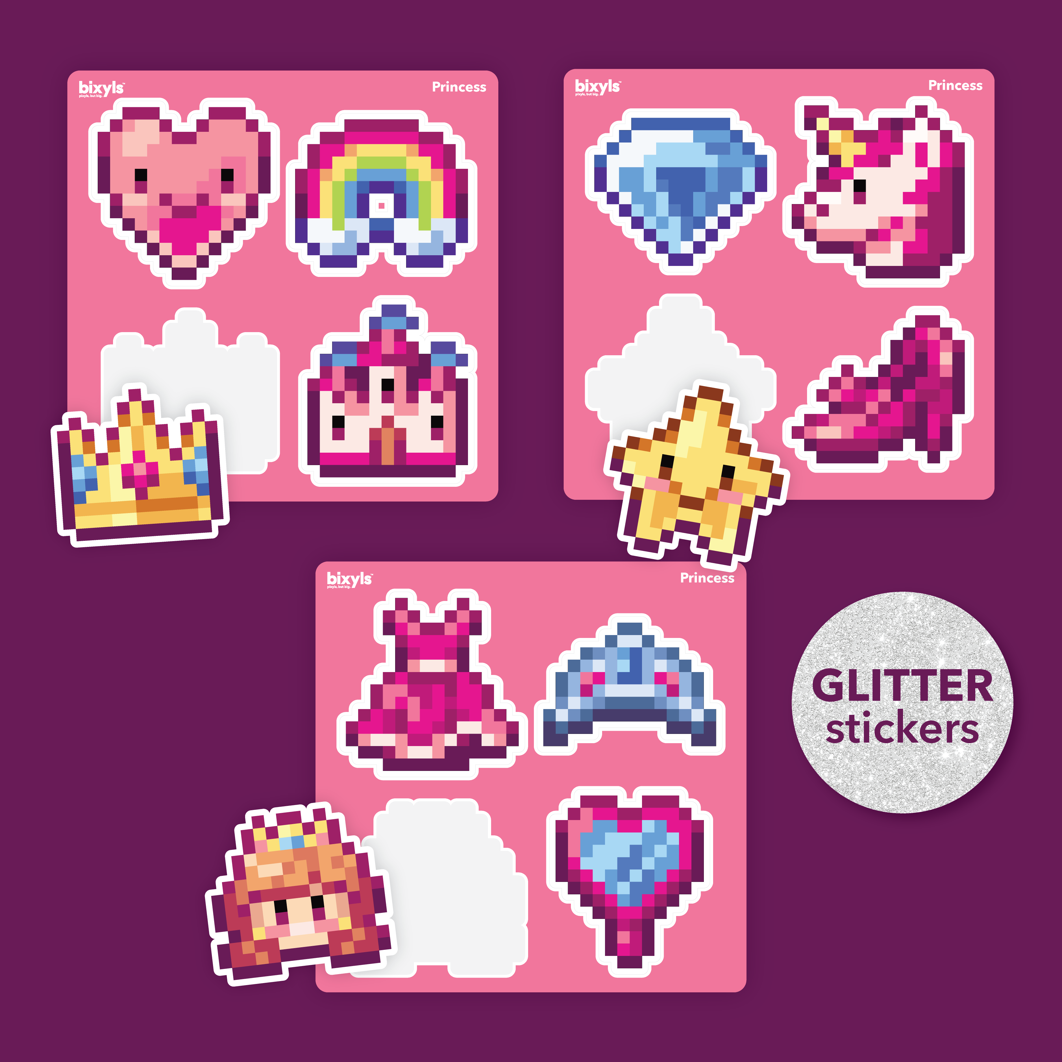 Princess Bixyls Sticker Sheet | Pixel Art Sticker by Number Craft Kit ...