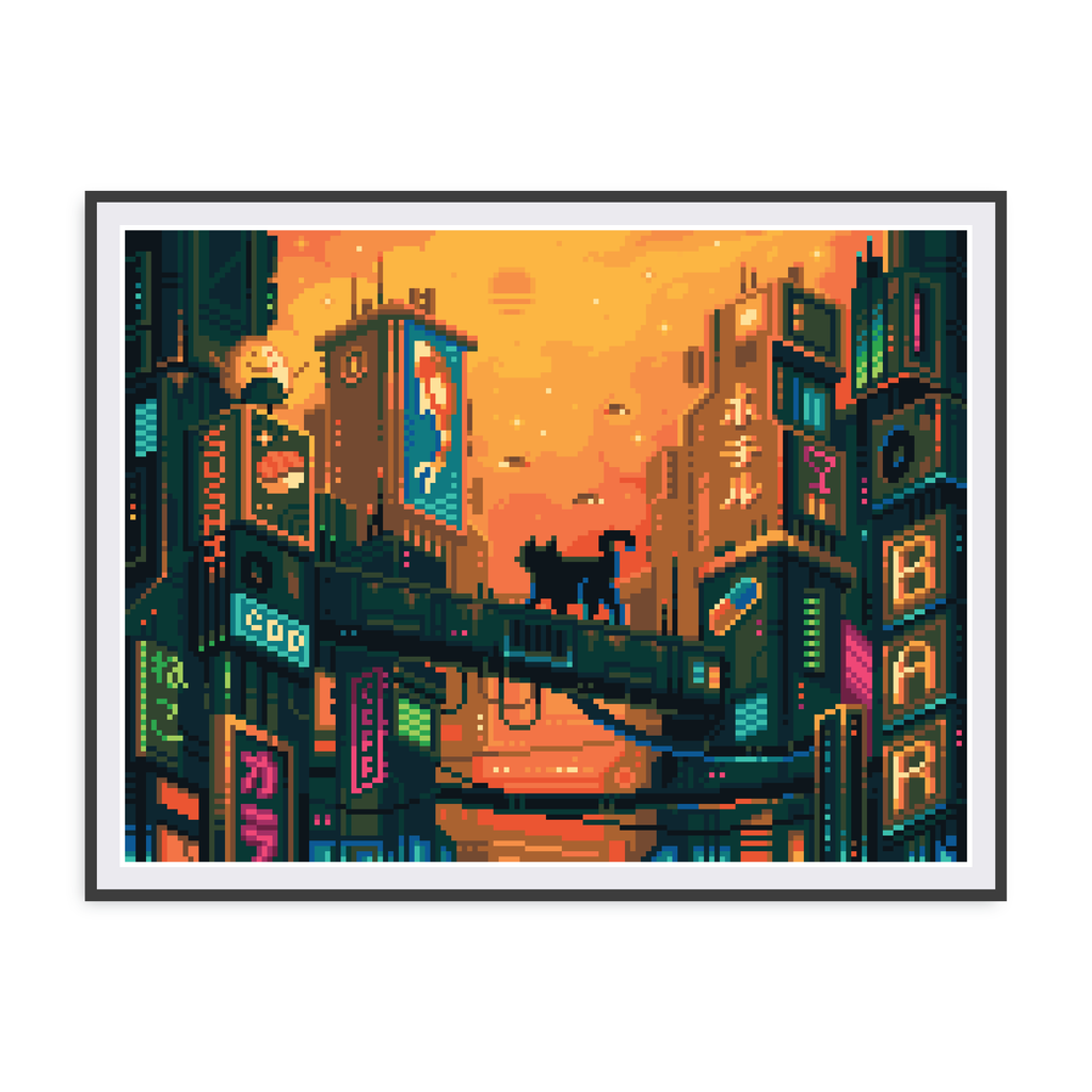 Futuristic Cityscape Canvas by PixelJeff | Pixel Art Sticker by Number ...