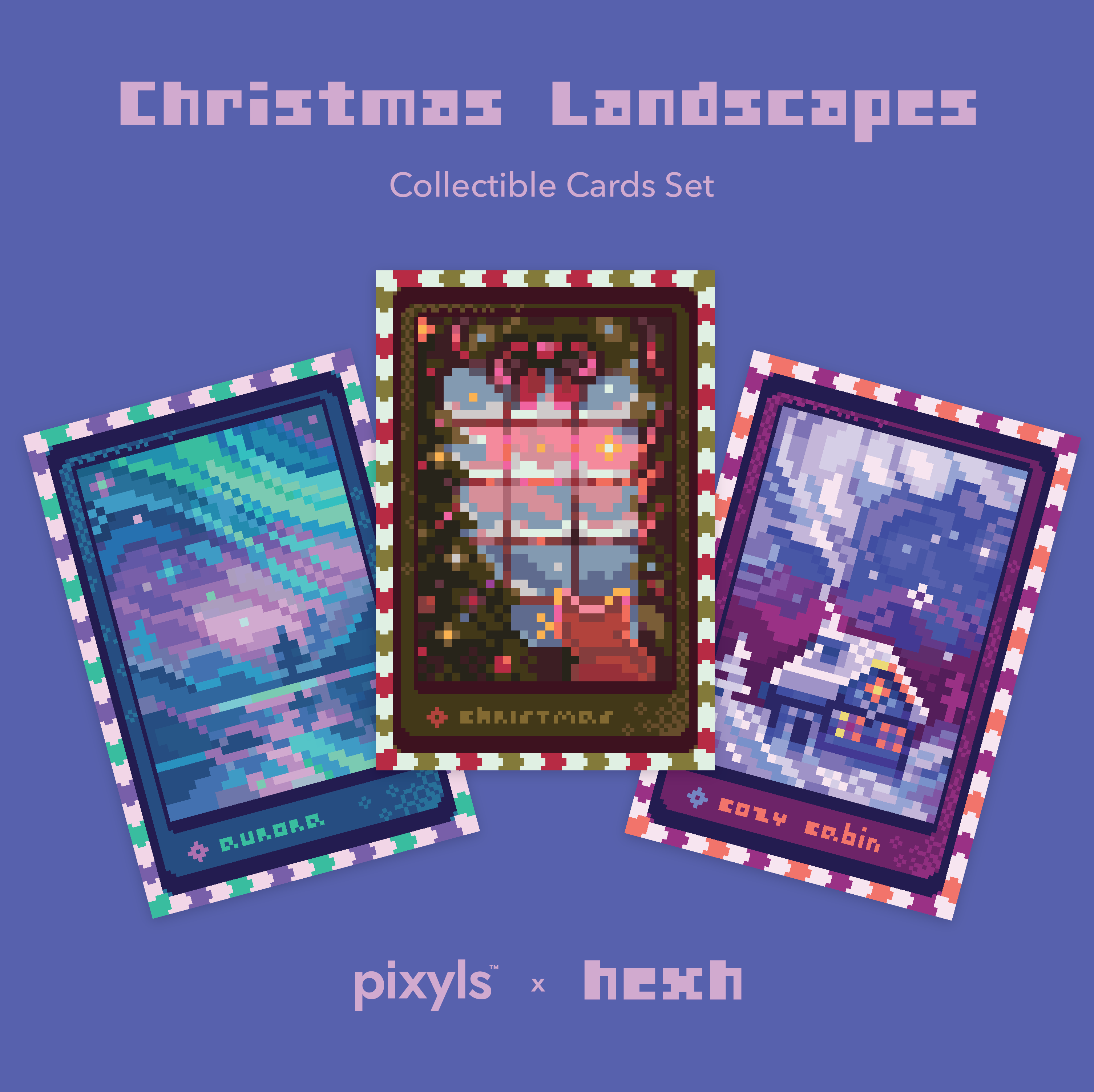 Christmas Landscapes Collectible Cards | Pixel Art Sticker by Number ...